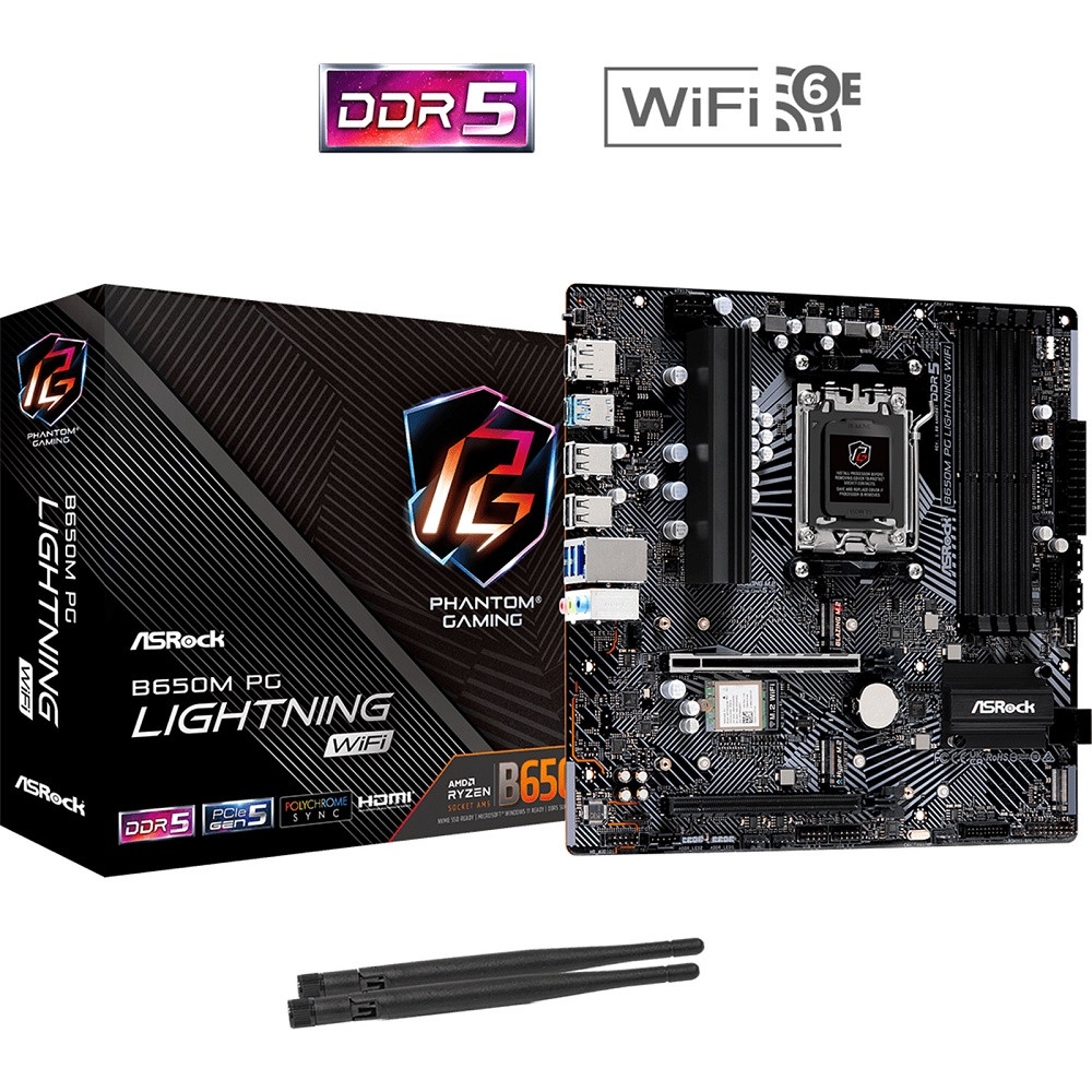 ASRock B650M PG Lightning WIFI Socket AM5 mATX Motherboard
