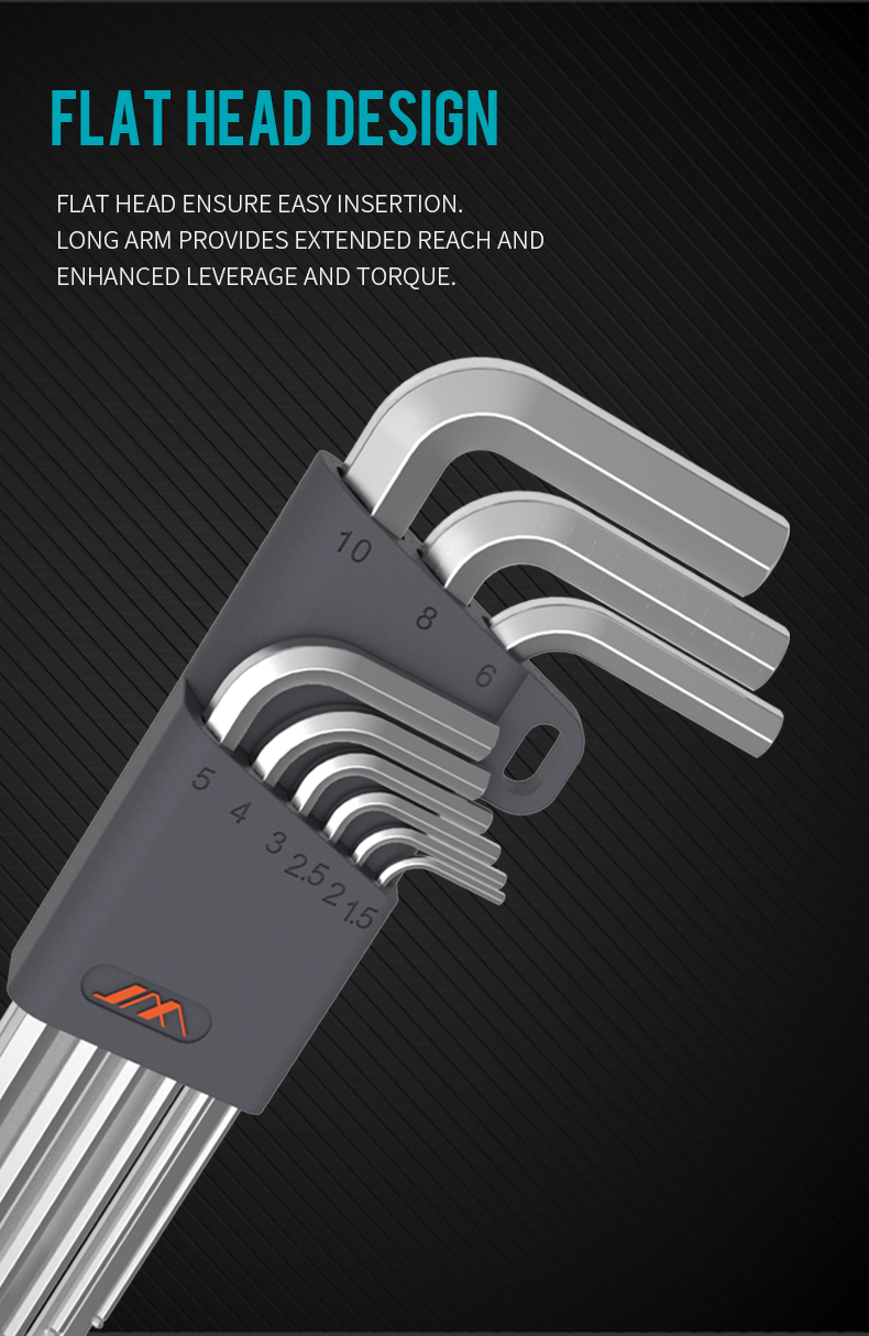 JIMIHOME JM-G1309N Inner Hex Wrench Set 9 Pcs Set L Shape