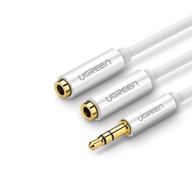 UGREEN 3.5mm Aux Stereo Audio Splitter Cable Braided 20cm WH