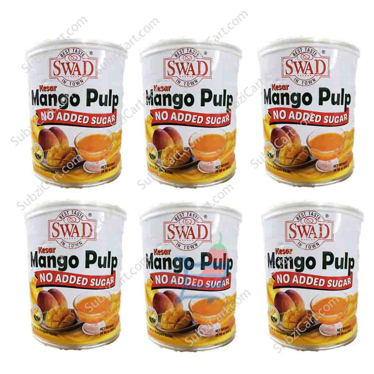 Swad Kesar Mango Pulp No Sugar 6 Tins Subzicart