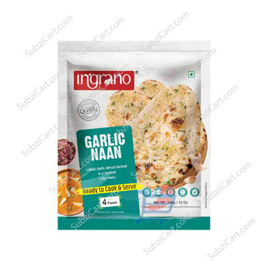 Ingrano Garlic Naan Frozen, 340Grams - SubziCart