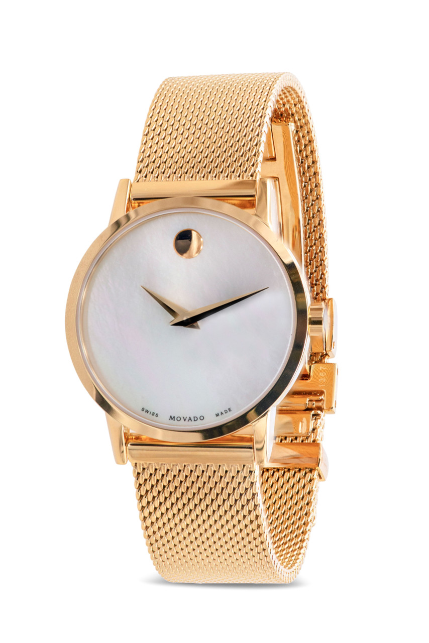 Movado Museum Classic Gold-Tone Mesh Ladies Watch 0607351 - Jacob Time Inc