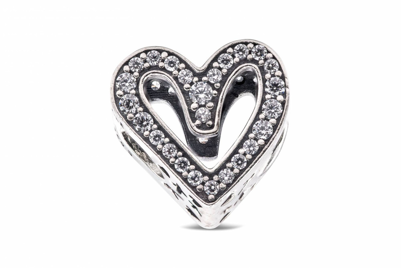 Pandora Sparkling Freehand Heart Charm 798692C01 - Jacob Time Inc