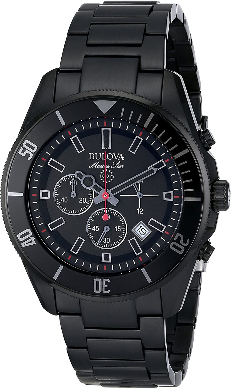 Bulova Mens Marine Star Analog Display Japanese Black Watch 98B231 ...