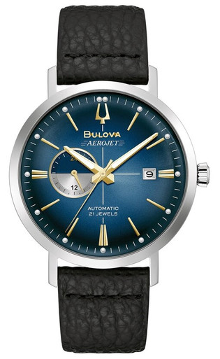 Bulova Aerojet Chronograph Automatic Blue Sunray Dial Mens Watch 96B374 ...