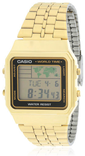 Casio Gold- Tone Digital Retro Alarm Chronograph Mens Watch A500WGA-1D ...