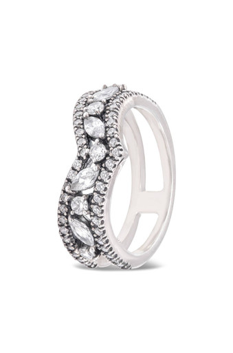 Pandora Sparkling Marquise Double Wishbone Ring - 199095C01-50 - Jacob ...