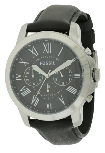 Fossil Grant Black Leather Chronograph Mens Watch FS4812 - Jacob Time Inc