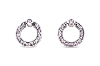 Pandora Pave Logo Circle Reversible Stud Earrings 299486C01 - Jacob ...