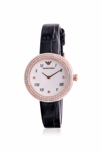 Emporio Armani Rose Gold-Tone Leather Ladies Watch AR11356 - Jacob Time Inc