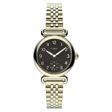 Timex Womens Model 23 33mm SST Case Black Dial Gold-tone Bracelet ...