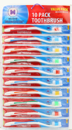 100 Pack Toothbrushes Individually Wrapped Standard Medium Bristle ...