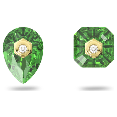 Swarovski Numina Stud Earrings Asymmetrical - Green - Gold-Tone Plated ...