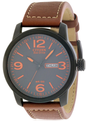 Citizen Eco-Drive Sport Brown Leather Mens Watch BM8475-26E - Jacob ...