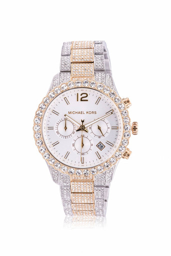 Michael Kors Layton Oversized Pave Two-Tone Ladies Watch MK6792 - Jacob ...