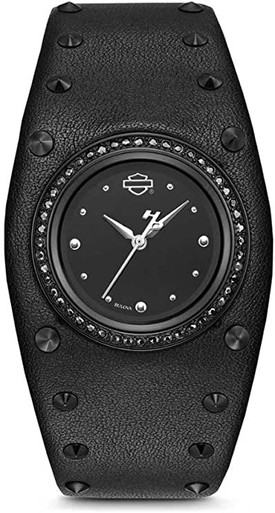 Harley-Davidson Studded Leather Cuff Stainless Steel Watch Ladies Watch ...