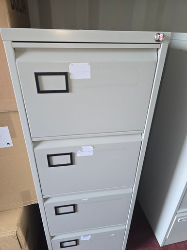 Second hand 4 drawer filing cabinets in grey