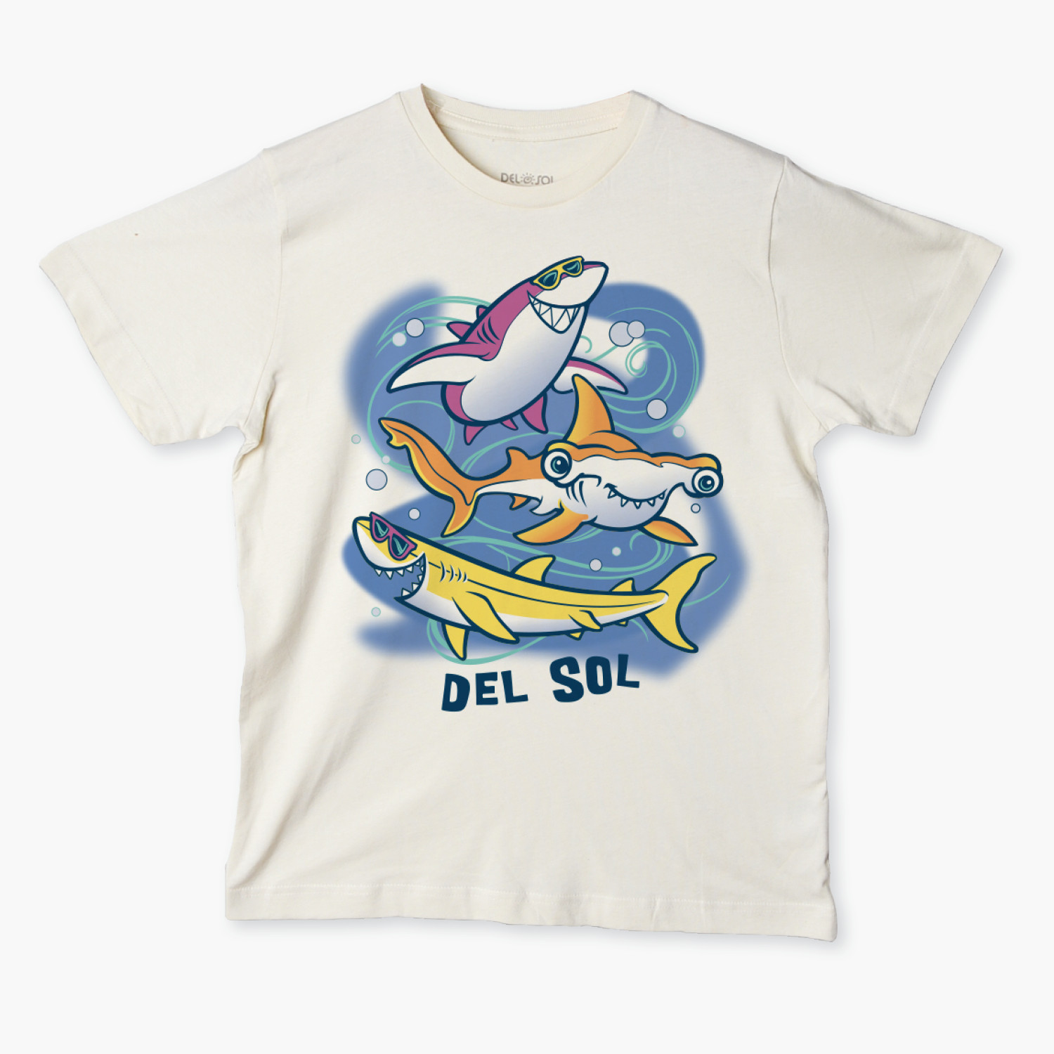 Crazy Sharks - Kids Color-Changing T-Shirt - Ash | Del Sol