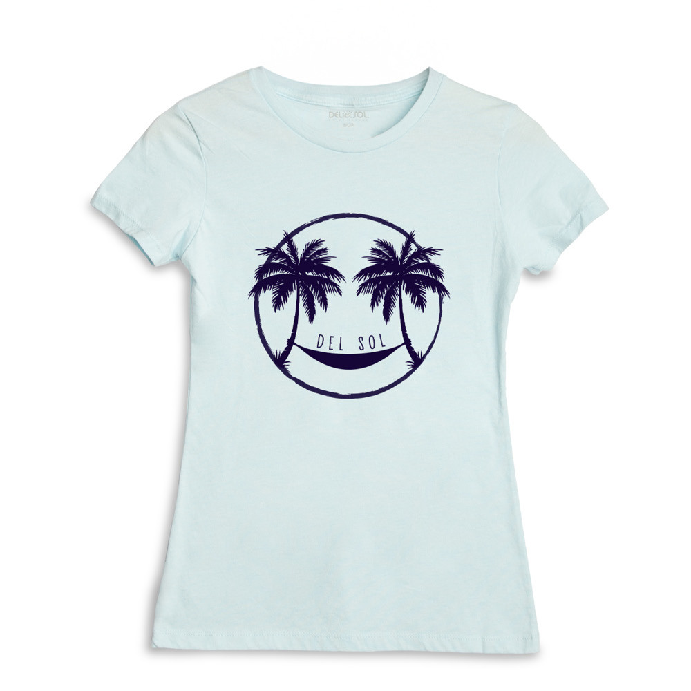 Womens Smiley Palms - Color-Changing Womens T-Shirt | Del Sol