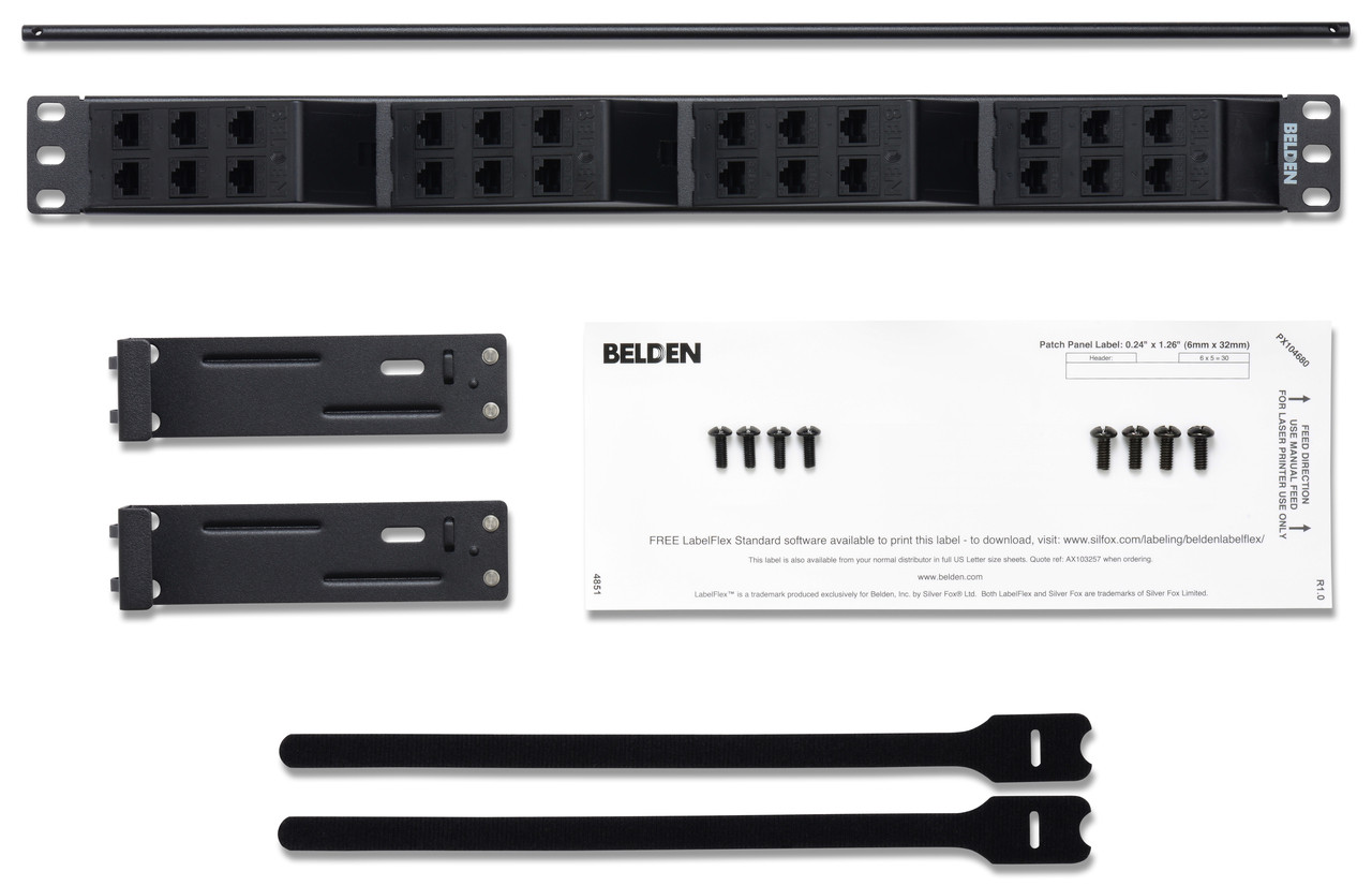 Belden CAT 6 KCON Cpl PP AngFlx 24 1U - CAT 6 KeyConnect Coupler Panel ...
