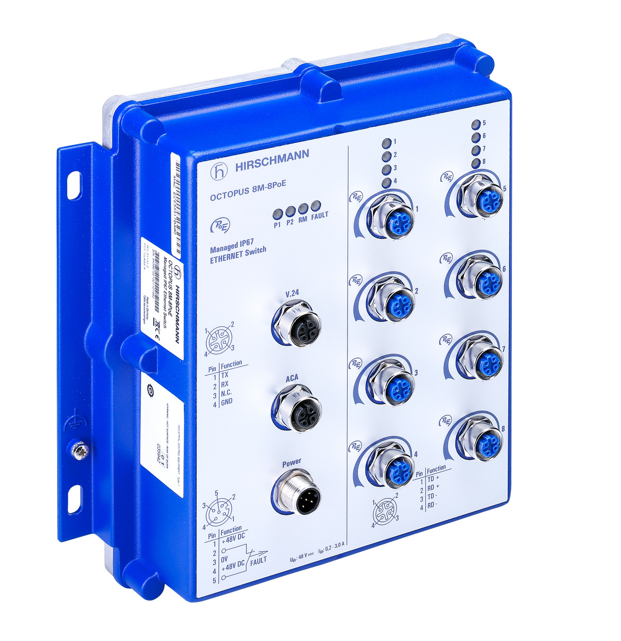Belden OCTOPUS 8M-8PoE - Managed IP67 PoE-Switch, 8 ports, supply ...