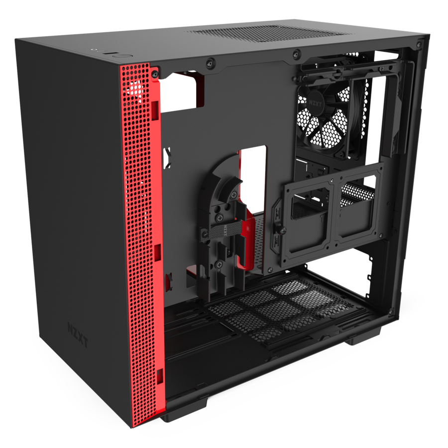 NZXT H210 CA-H210B-BR Black / Red Mini-ITX Mini Tower Desktop Computer ...