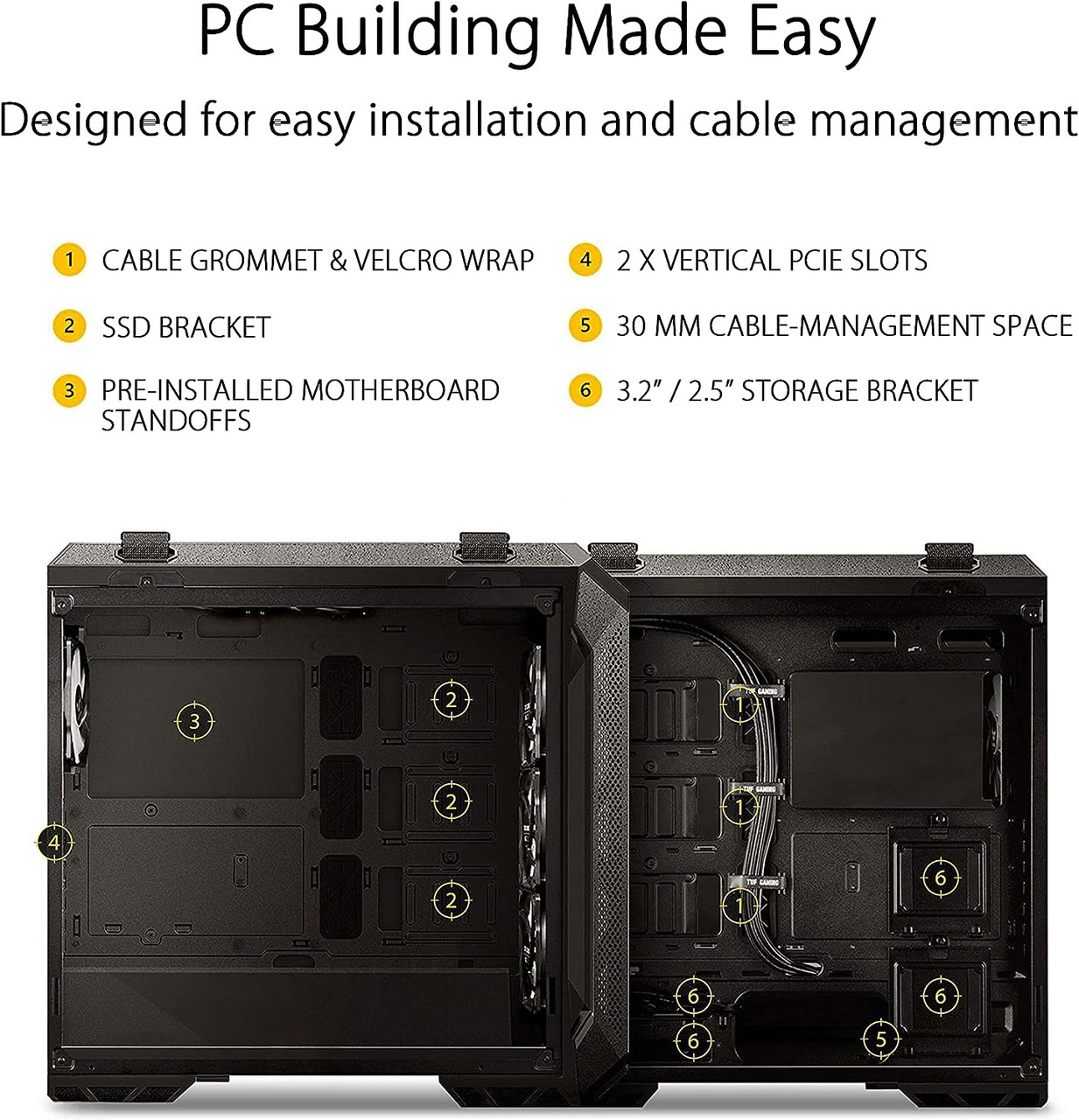 ASUS GT501 Demon Slayer Yellow ATX Full Tower Desktop Computer Case ...