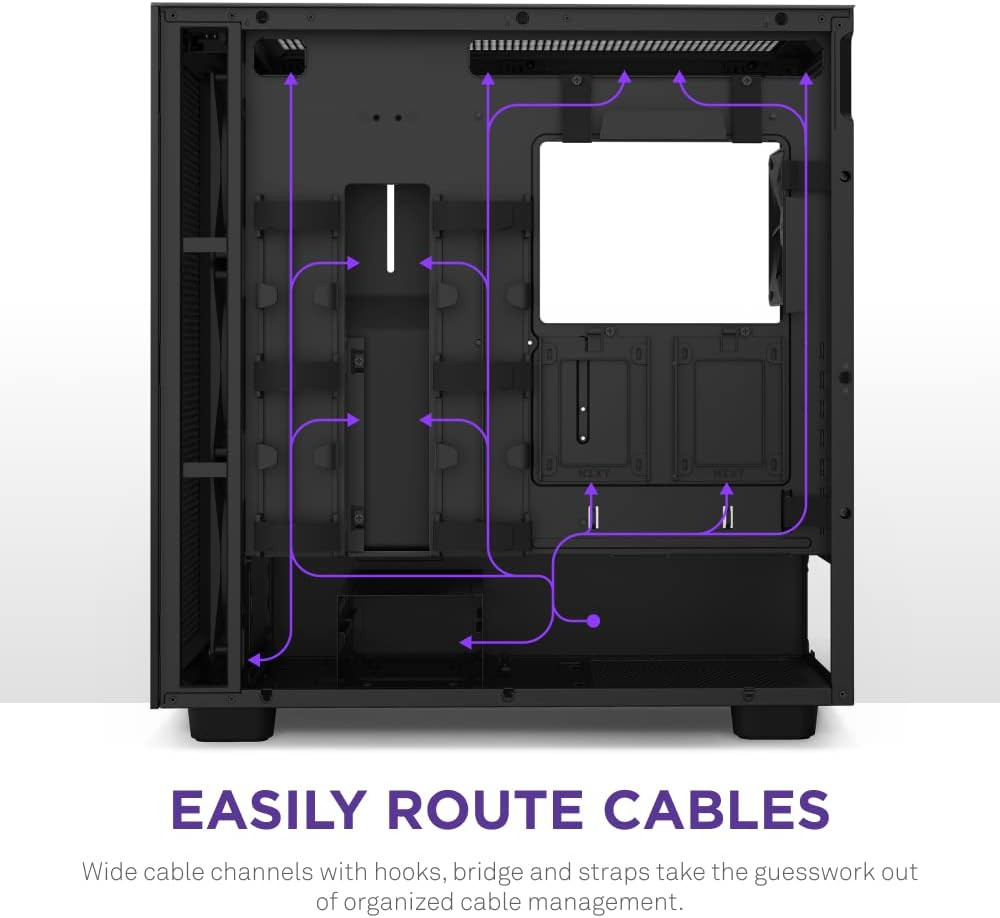 NZXT H7 Flow RGB CM-H71FB-R1 Black ATX Mid Tower RGB Desktop Computer ...