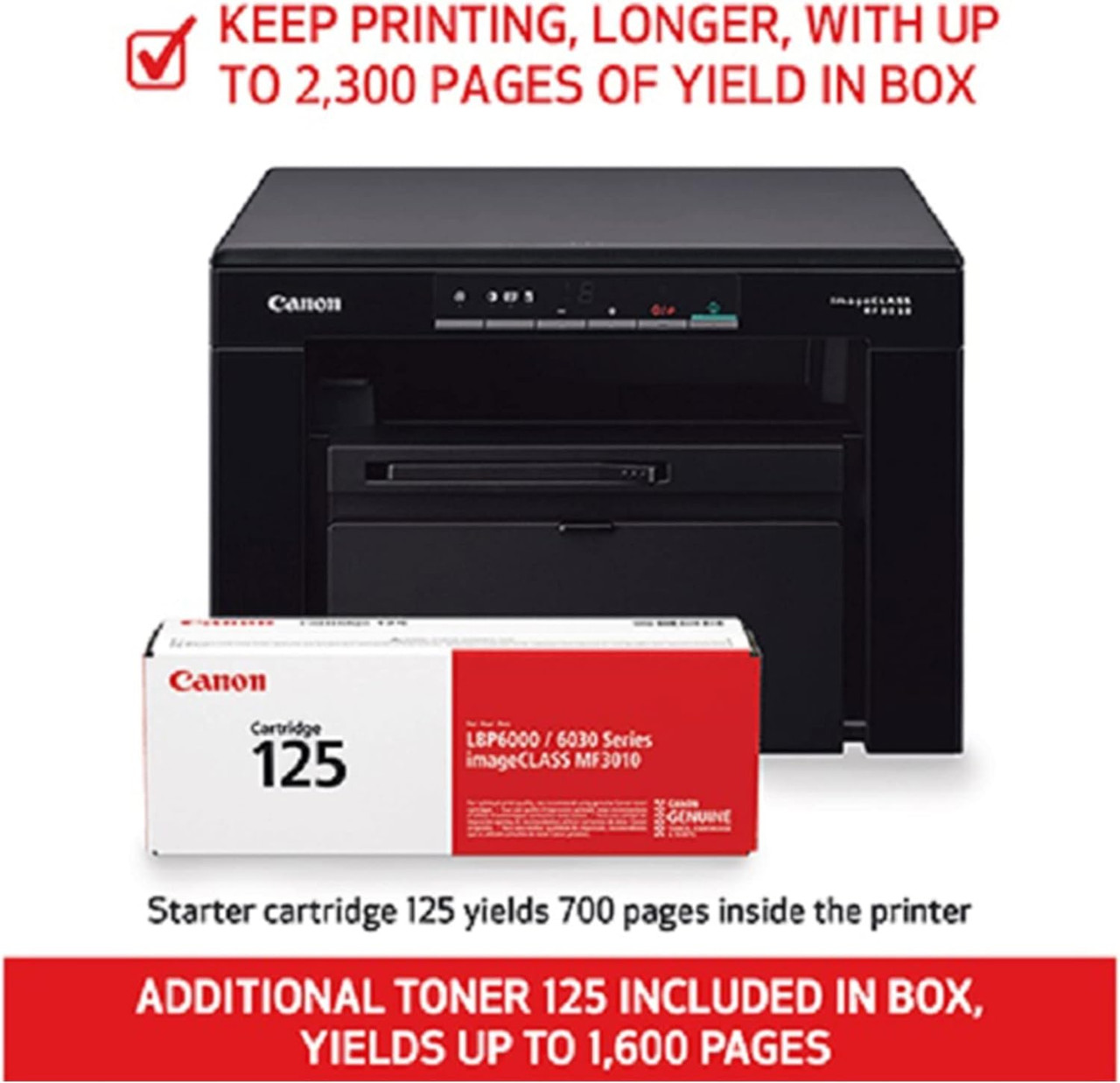Canon imageCLASS MF3010 VP Wired Monochrome Laser Printer with Scanner ...