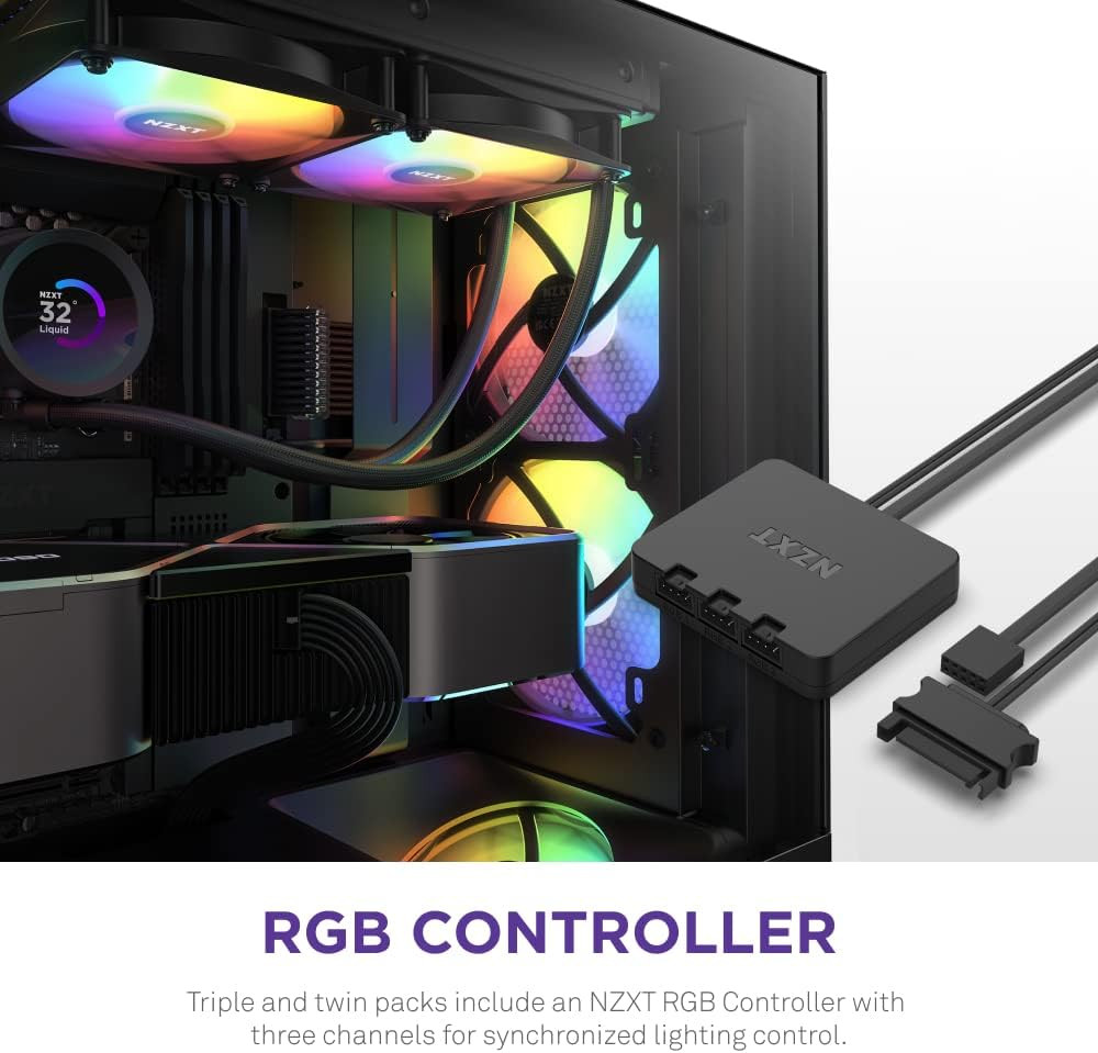 NZXT F140 RGB Core Twin Pack 2 x 140mm RGB Fans with RGB Controller ...