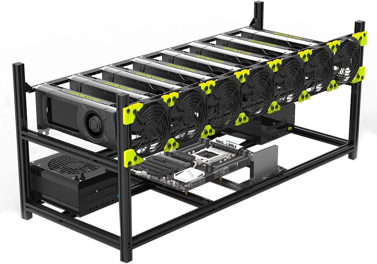 Veddha 8-GPU Mining Case Aluminum Stackable Mining Rig Open Air Frame ...