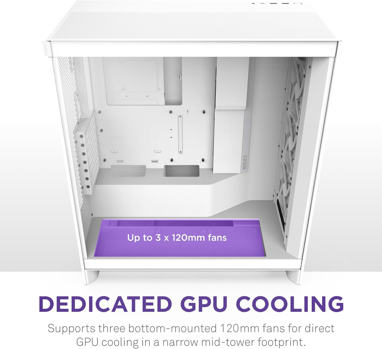 NZXT H7 Flow CM-H72FW-01 White ATX Mid Tower Tempered Glass Computer ...