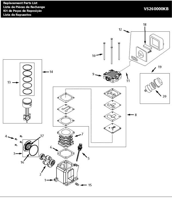 Campbell Hausfeld Air Compressor Pump Parts, Single-Stage, 125 PSI ...