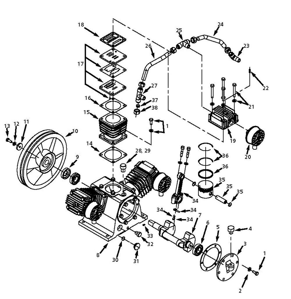 Campbell Hausfeld Air Compressor Pump Parts, Single-Stage, 125 PSI ...