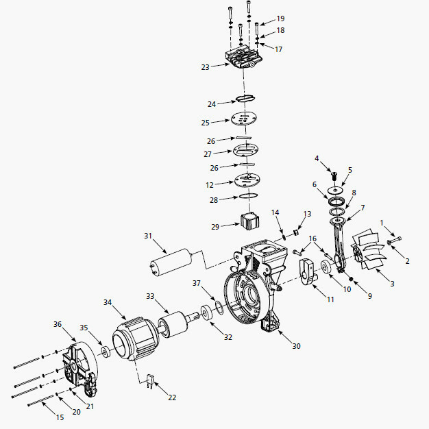 Campbell Hausfeld Air Compressor Pump Parts, Single-Stage, 125 PSI ...