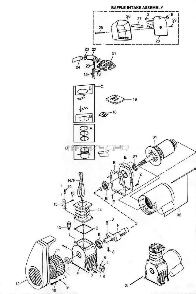 Campbell Hausfeld Air Compressor Pump Parts, Single-Stage, 125 PSI ...