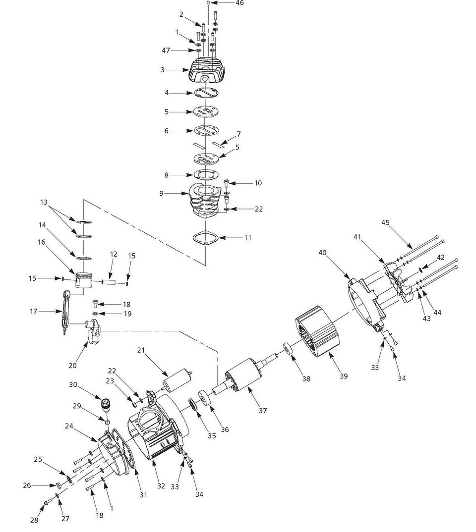 Campbell Hausfeld Air Compressor Pump Parts, Single-Stage, 125 PSI ...