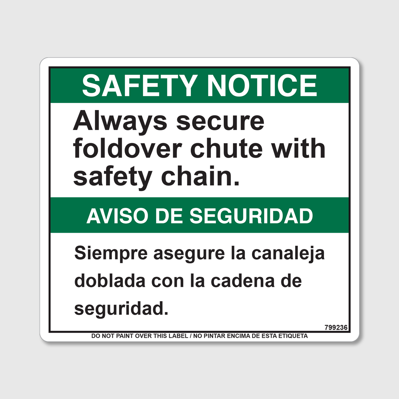 Safety Notice - Always Secure Decal - Con-Tech Manufacturing