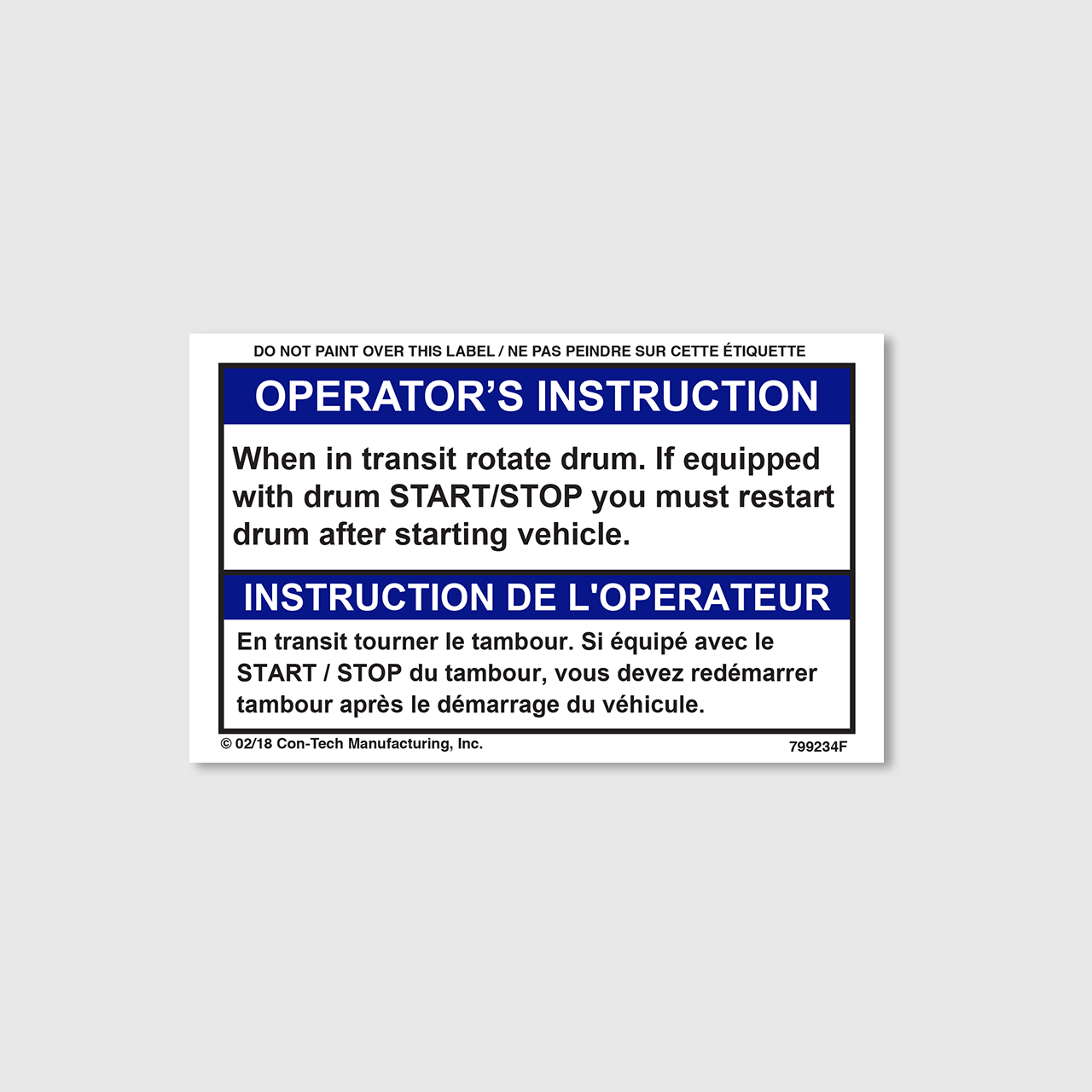 Operator's Instruction (French) - Con-Tech Manufacturing