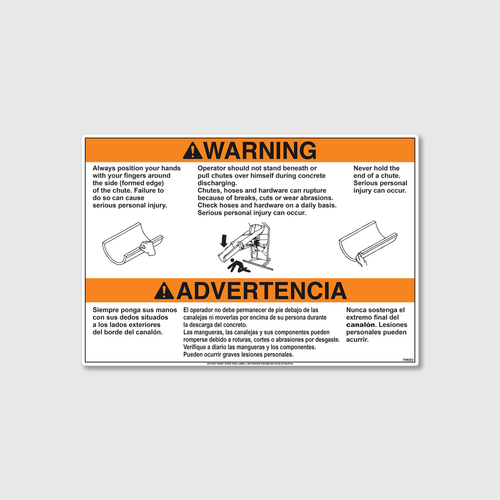 Warning! Extension Chute Decal - Con-Tech Manufacturing