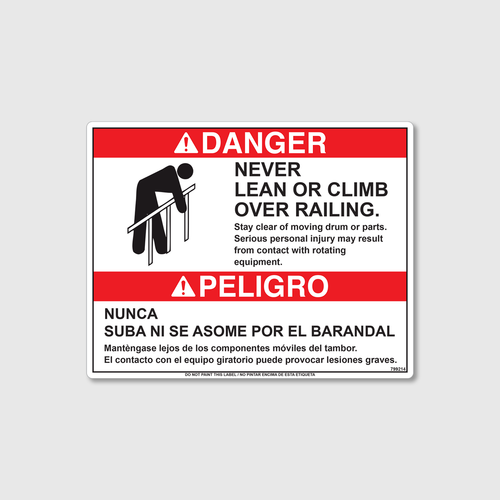 Danger! Never Climb Decal - Con-Tech Manufacturing