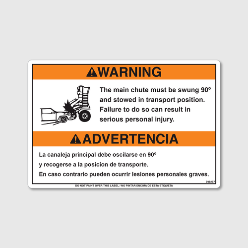 Warning! Main Chute Decal - Con-Tech Manufacturing