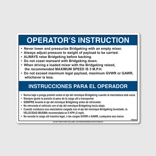 Instructions - Operator's Decal - Con-Tech Manufacturing
