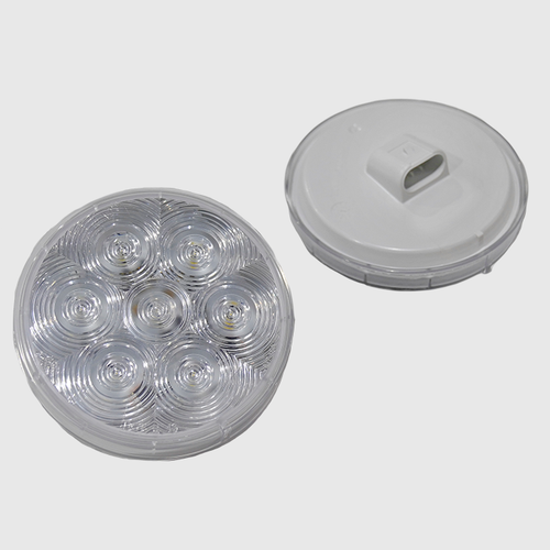 Back Up LED Light 4", Round, AMP Plug - Con-Tech Manufacturing
