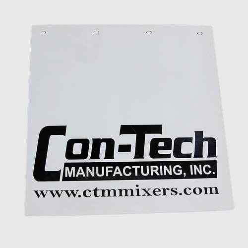 Mud Flap - White, 24x24 CTM Logo - Con-Tech Manufacturing