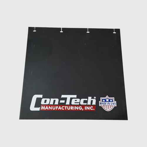 Mudflap Black Poly with Con-Tech Logo 24" x 24" - Con-Tech Manufacturing