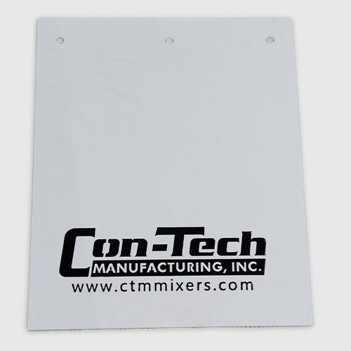 Mudflap White Poly with Con-Tech Logo 24" x 30" - Con-Tech Manufacturing
