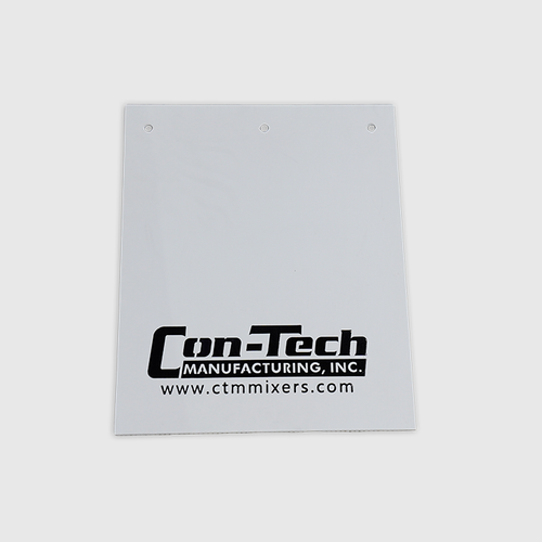 Mudflap White Poly with Con-Tech Logo 12" x 15" - Con-Tech Manufacturing