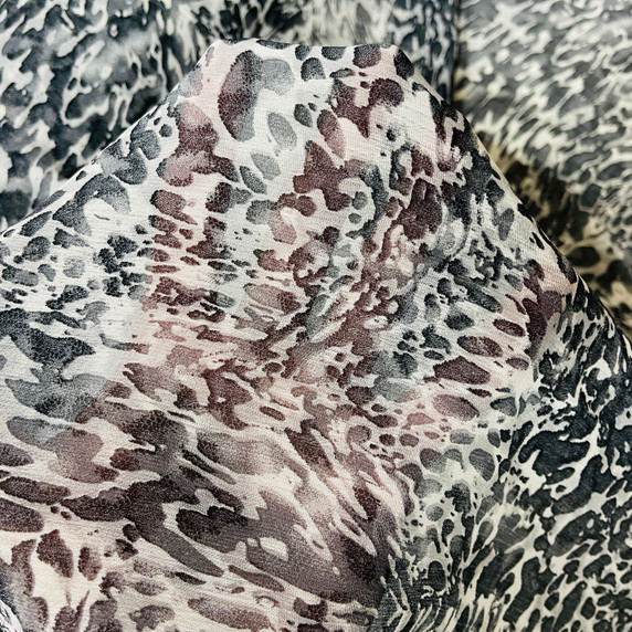 Leopard Spots Print Chiffon Fabric Black White