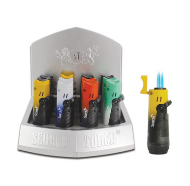 SCORCH TORCH - TRIPLE FLAME TORCH PULL DOWN LEVER IGNITE - 12PC DISPLAY ...
